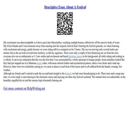 Descriptive Essay About A Festival | PDF