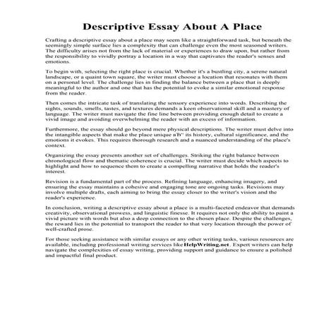 Descriptive Essay About A Place | PDF