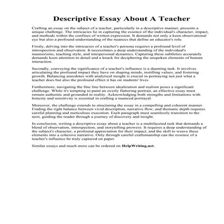 Descriptive Essay About A Teacher | PDF