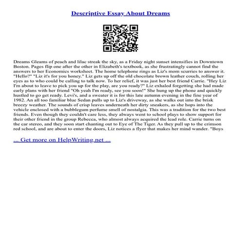 Descriptive Essay About Dreams | PDF