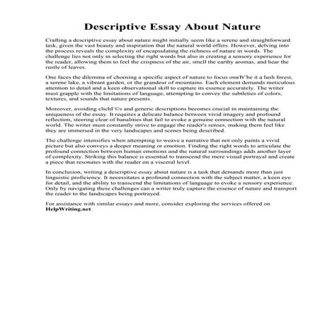 Descriptive Essay About Nature | PDF