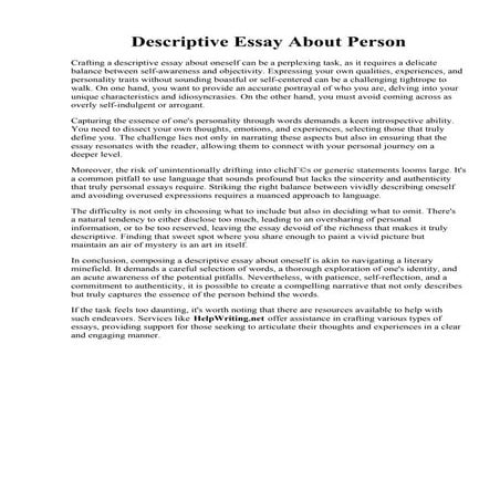 Descriptive Essay About Person. Good Descriptive Essay Examples for All ...