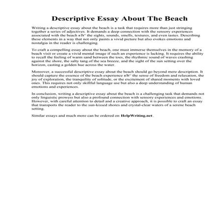 Descriptive Essay About The Beach. Accueil | PDF