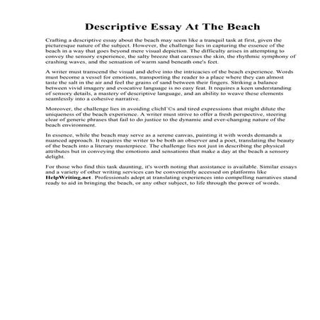 Descriptive Essay At The Beach | PDF