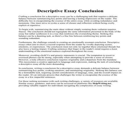 Descriptive Essay Conclusion. Descriptive Speech Free Essay Example | PDF