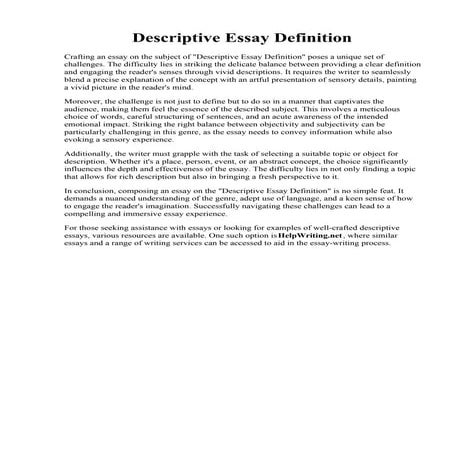 Descriptive Essay Definition | PDF