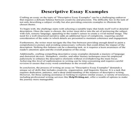 Descriptive Essay Examples. Descriptive Essay Examples | PDF