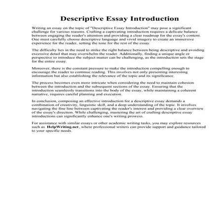 Descriptive Essay Introduction | PDF | Alcoholic Beverages | Food & Drink