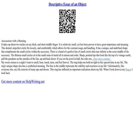 Descriptive Essay Of An Object | PDF