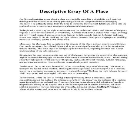 Descriptive Essay Example Place. Freed-Hardeman University | PDF