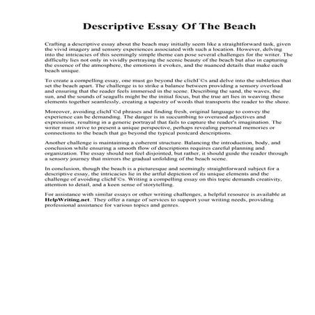 Descriptive Essay Of The Beach. Chapman University | PDF