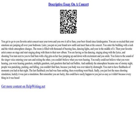 Descriptive Essay On A Concert | PPT
