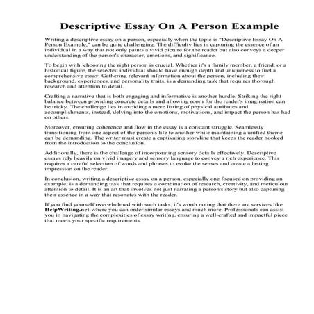 Descriptive Essay On A Person Example. 001 Sample Descriptive Essay ...