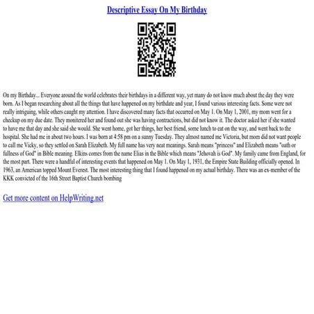 Descriptive Essay On My Birthday | PPT