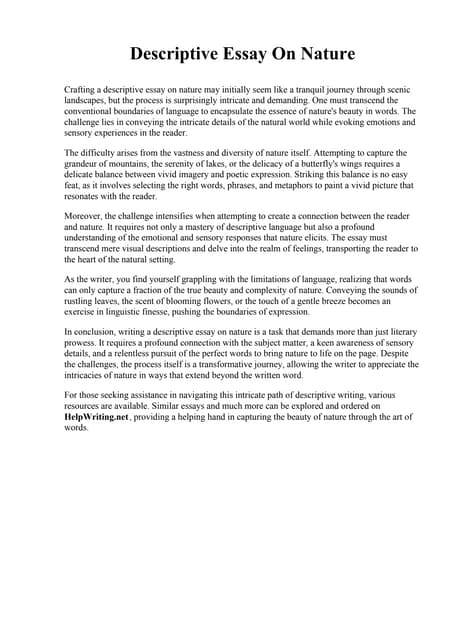 Essay On Beauty Of Nature. Greensboro College | PDF