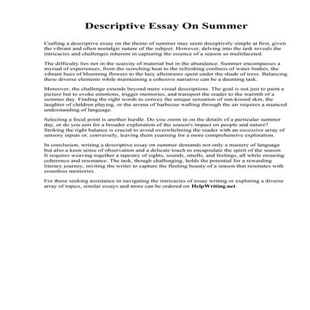 Descriptive Essay On Summer. Alamance Community College | PDF