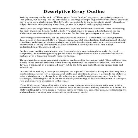 Descriptive Essay Outline | PDF