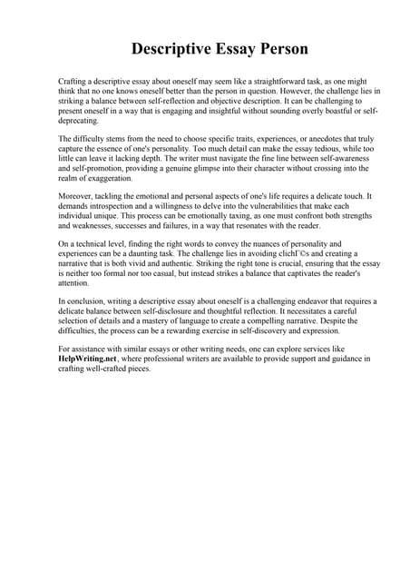 Descriptive Essay Examples About A Person | PDF