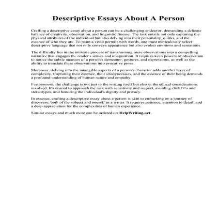 Descriptive Essays About A Person.pdf | Books and Literature