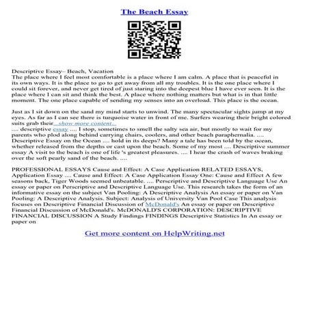 Descriptive Essays About The Beach | PDF