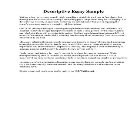 Descriptive Essay Sample. How to Write a Descriptive Essay: 14 Steps ...