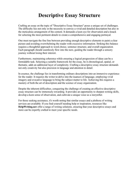 Descriptive Essays | PDF | Books and Literature