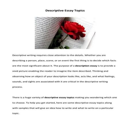 Descriptive Essay Topics | DOC