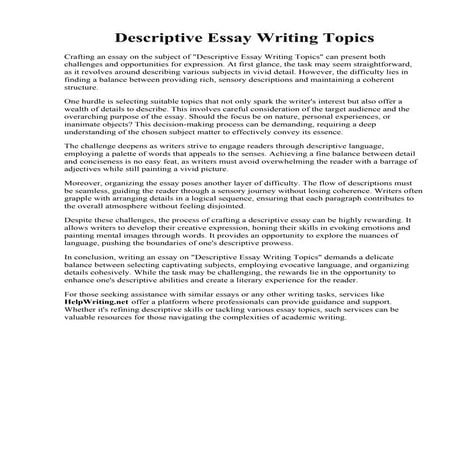 Descriptive Essay Writing Topics | PDF