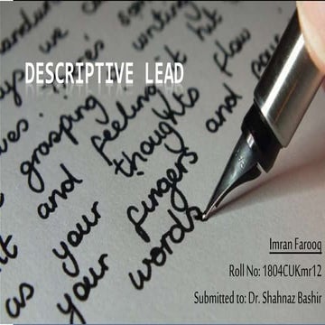 Descriptive lead by Imran Farooq | PPTX