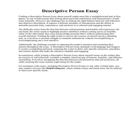 Descriptive Person Essay. Essay Describe A Funny Person : Descriptive ...