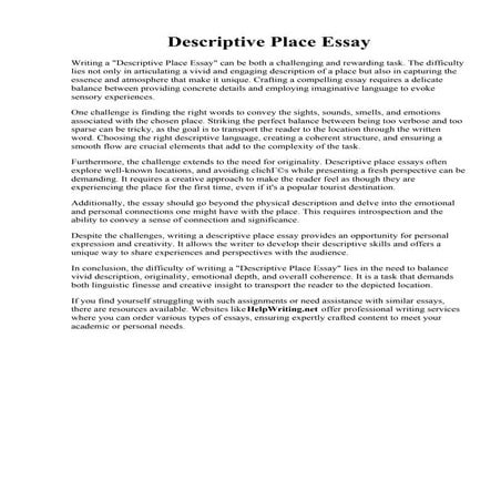 Descriptive Place Essay.pdfDescriptive Place Essay | PDF