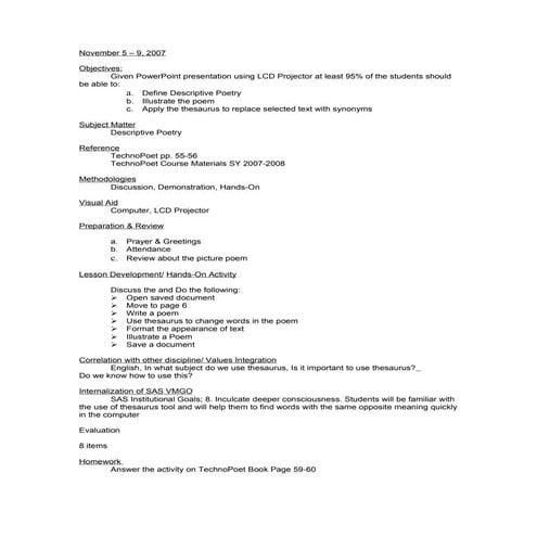 Descriptive Poetry | DOC