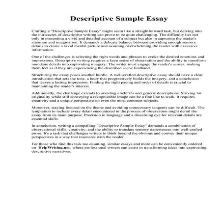 Descriptive Sample Essay.pdf | Screenwriting | Content Production