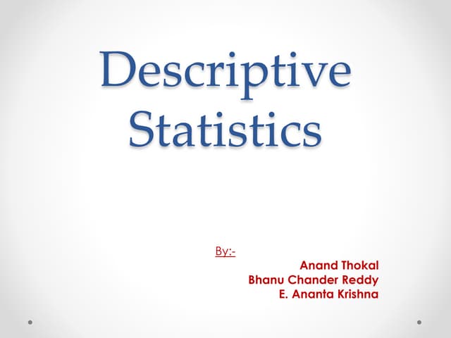 Descriptive statistics | PPTX | Science