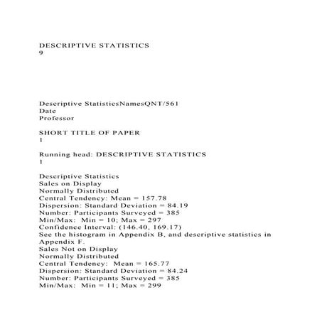 DESCRIPTIVE STATISTICS9Descriptive StatisticsNames.docx