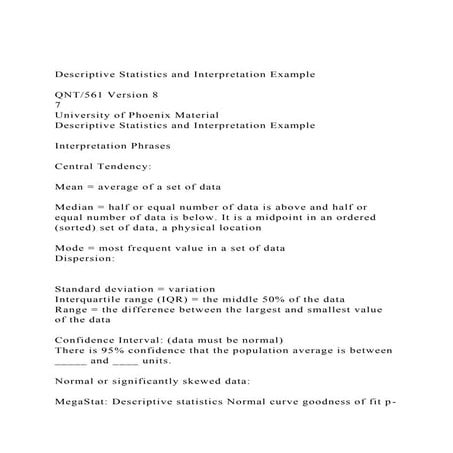 Descriptive Statistics and Interpretation ExampleQNT561 Ver.docx