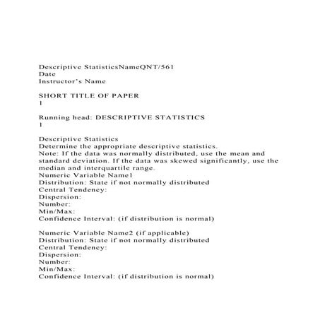 Descriptive Statistics and Interpretation ExampleQNT561 Versi.docx