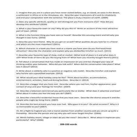 Descriptive topics | DOC | Hobbies & Interests