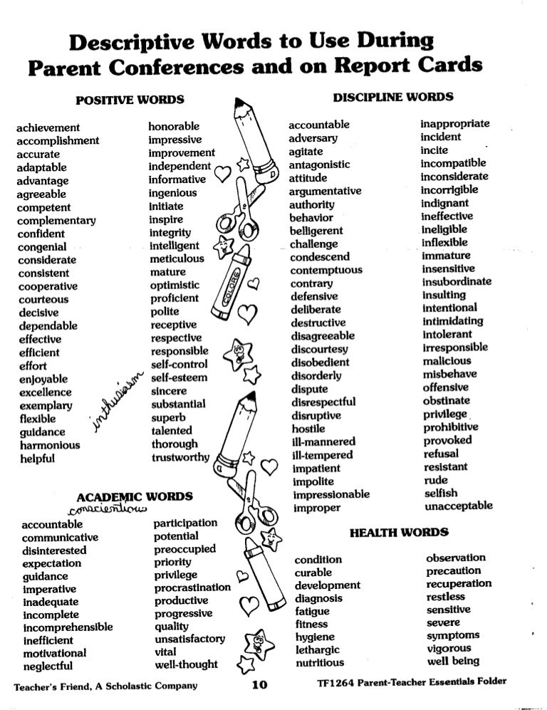 Descriptive Words To Use During Parent Conferences And On Report Card descriptive-words-to-use-during-parent-conferences-and-on-report-card