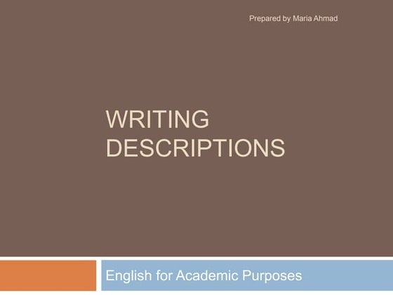 Introduction to descriptive writing | PPSX