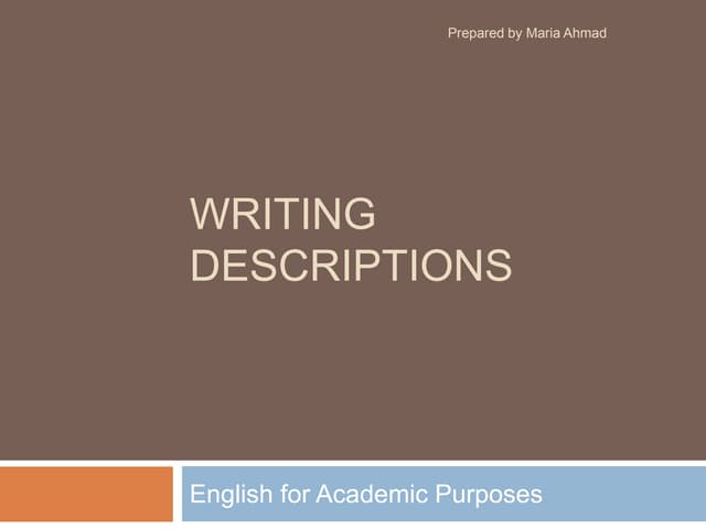 Descriptive writing | PPTX