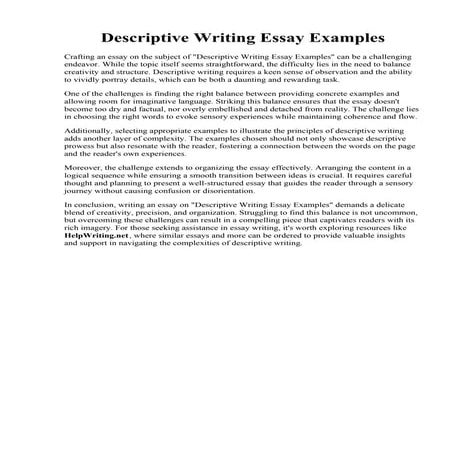 Descriptive Writing Essay Examples.pdf | Screenwriting | Content Production
