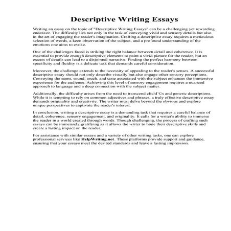 Descriptive Writing Essays | PDF