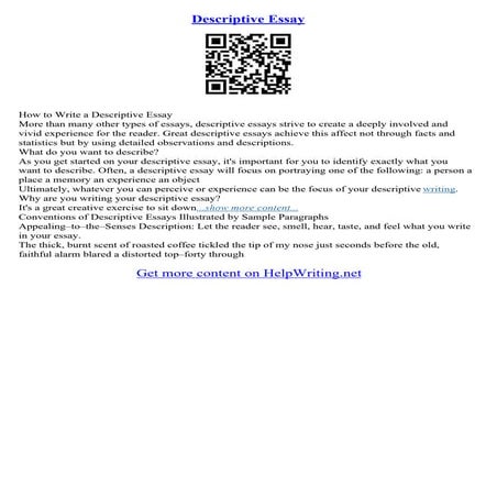 Descriptive Writing Essays Examples | PDF