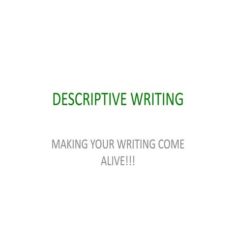 Descriptive Writing Intro | PPT