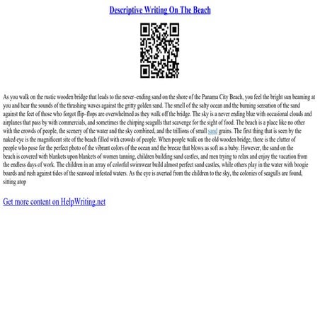 Descriptive Essay Examples About The Beach