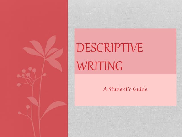 Introduction to descriptive writing | PPSX