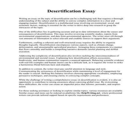 Desertification Essay. San Diego Global Knowledge University | PDF