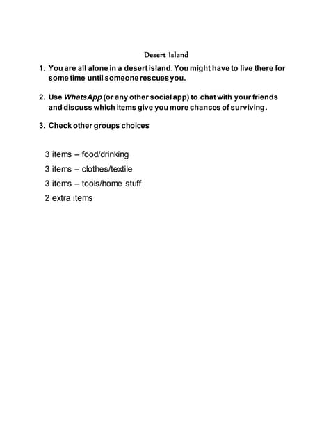 Desert island icebreaker | DOCX Desert island icebreaker | DOCX