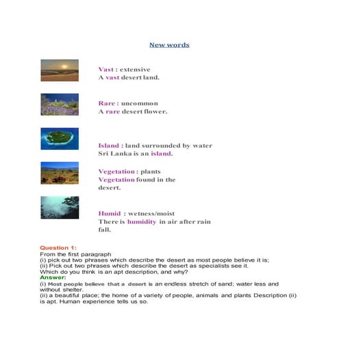 Desert question and answers | PDF